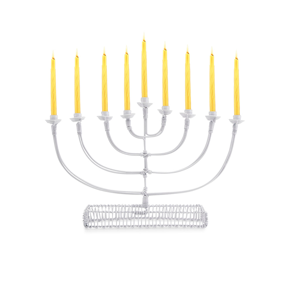 Chai Modern | Licht Round Menorah | Colorful African Wire Judaica